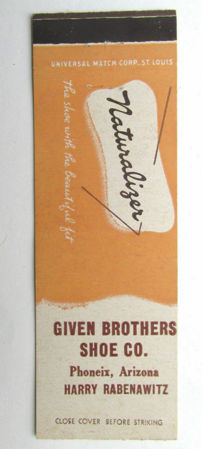 Given Brothers Shoe Co. - Phoenix, Arizona 20 Strike Matchbook Cover ...