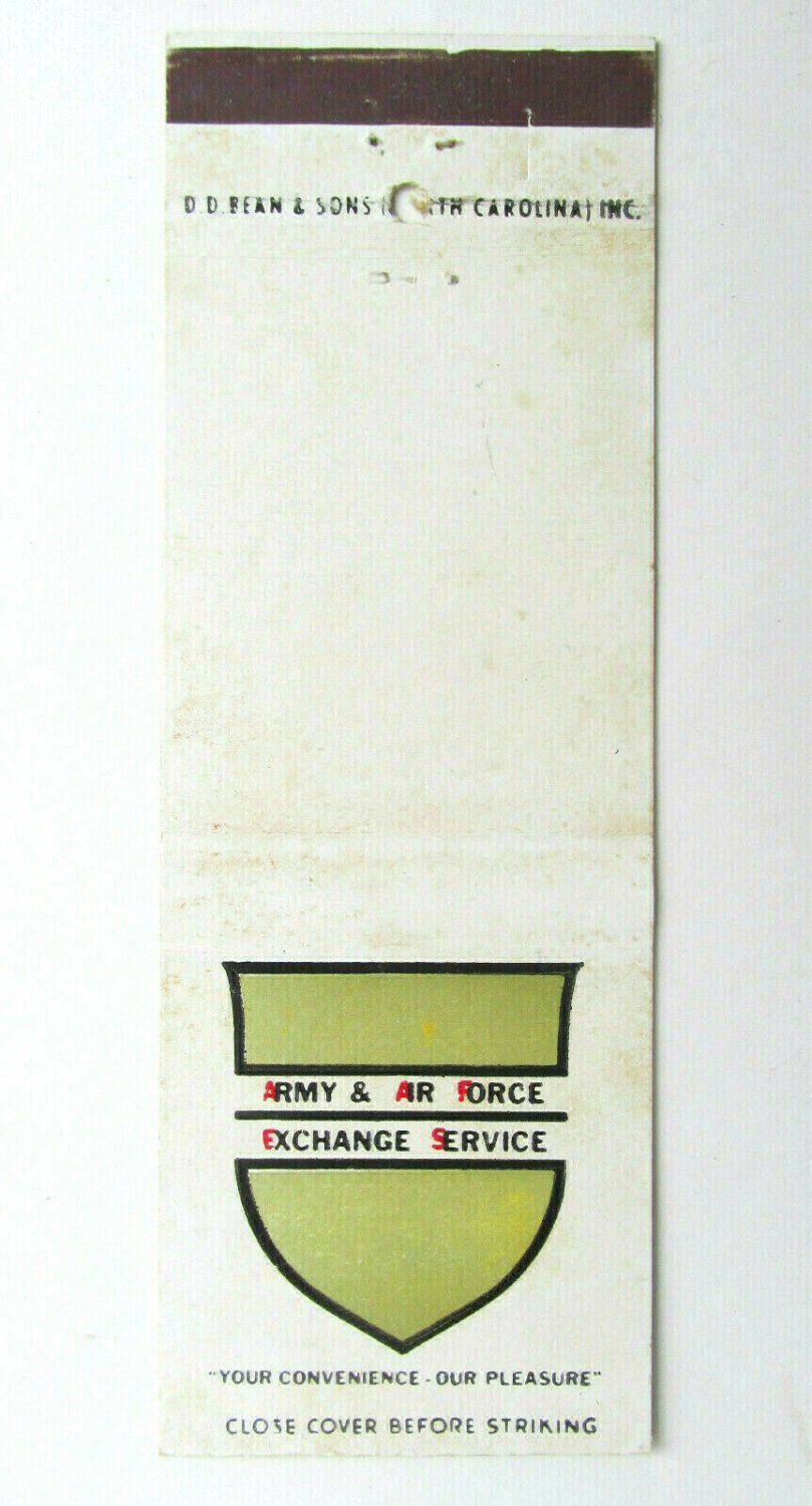 Army & Air Force Exchange Service 20 Strike US Military Matchbook Cover ...