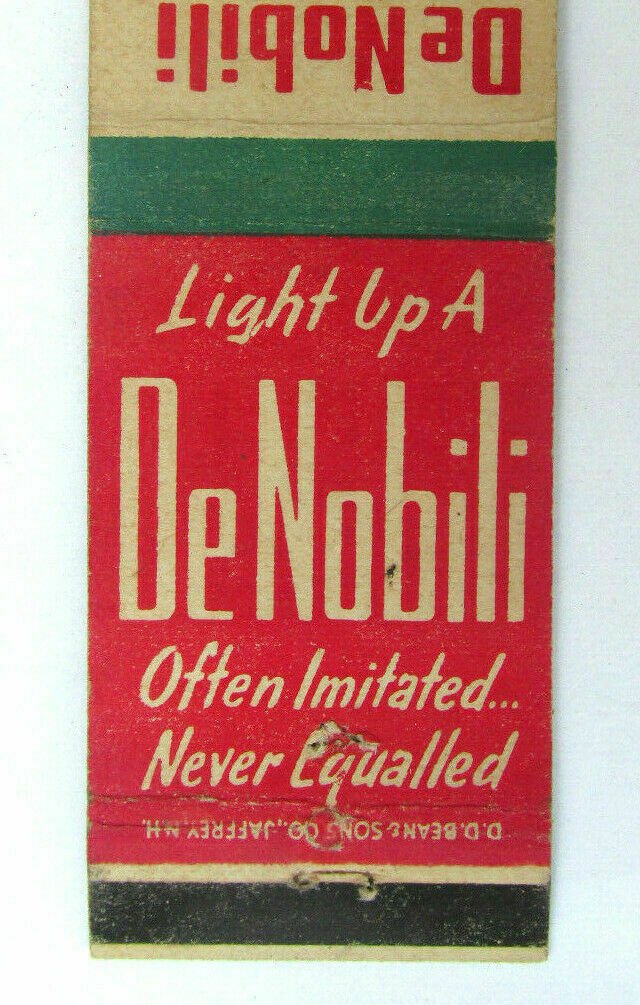 De Nobili Cigars - Tobacco Advertisement 20 Strike Matchbook Cover ...