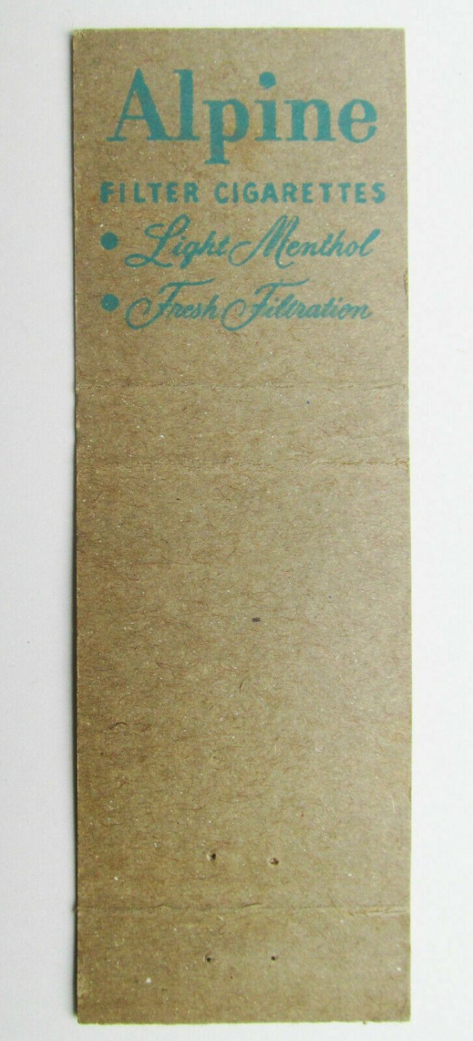 Alpine Cigarettes Light Menthol - 20 Strike Tobacco Matchbook Cover ...