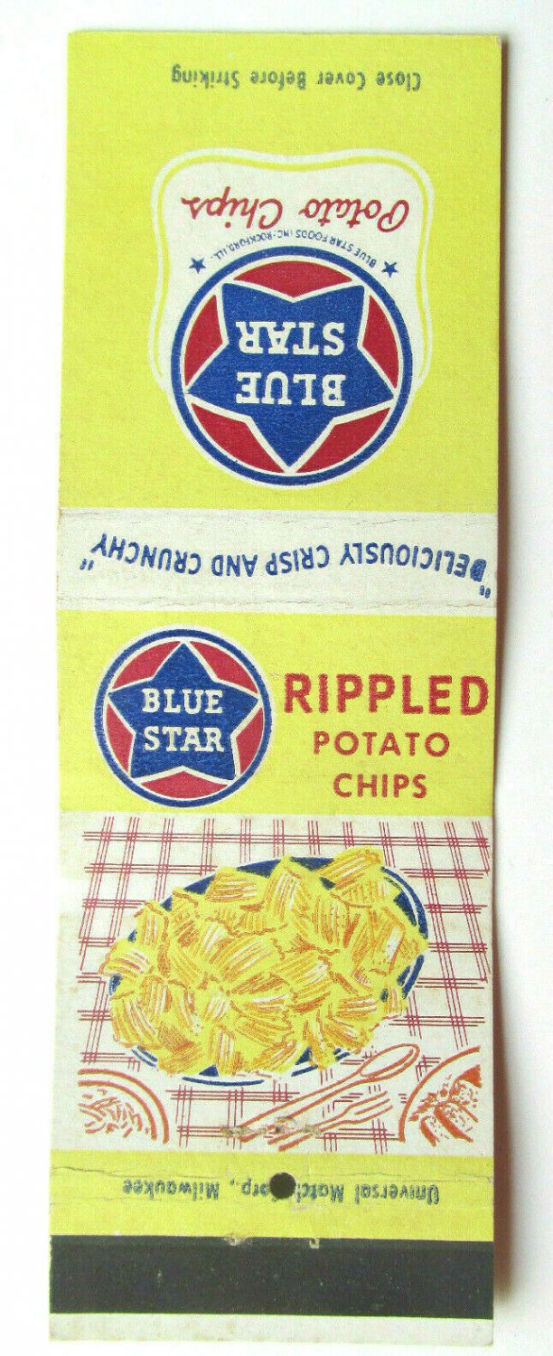 Blue Star Potato Chips Advertisement 20 Strike Matchbook Cover Matchcover