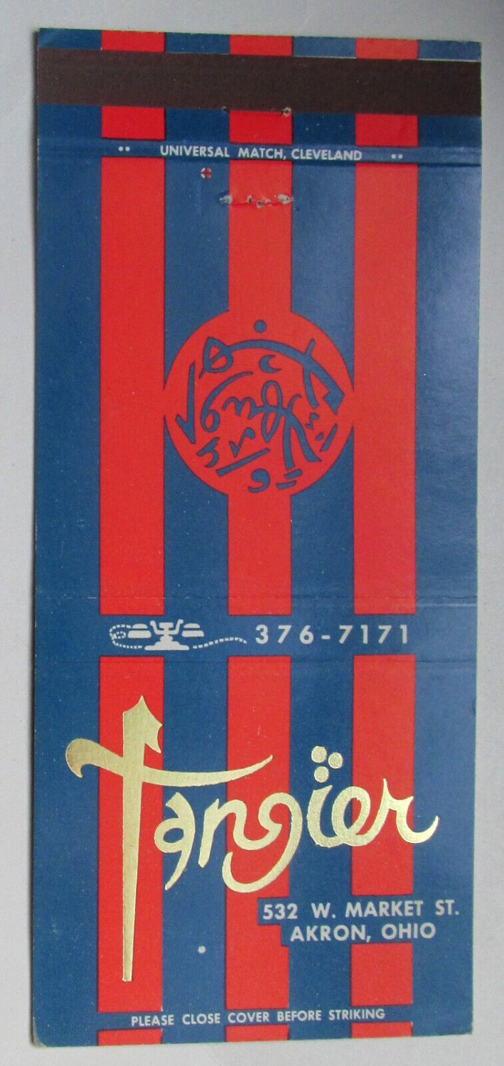 Tangier - Akron, Ohio Restaurant 30 Strike Matchbook Cover Matchcover OH