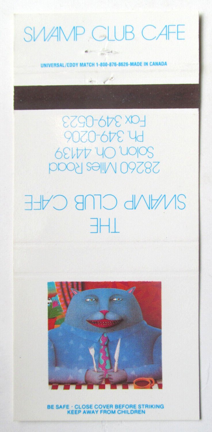 The Swamp Club Cafe - Solon, Ohio Restaurant 30 Strike Matchbook Cover OH