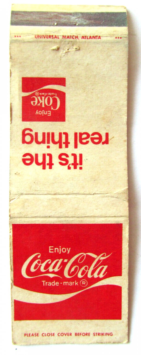 Coca-Cola Real Thing Coke Advertisement Soft Drink 20 Strike Matchbook ...