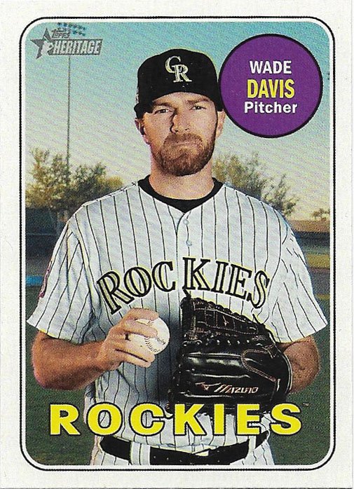 Wade Davis 2018 Topps Heritage #689 Colorado Rockies Baseball Card