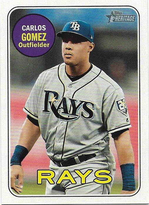 Carlos Gomez 2018 Topps Heritage #671 Tampa Bay Rays Baseball Card