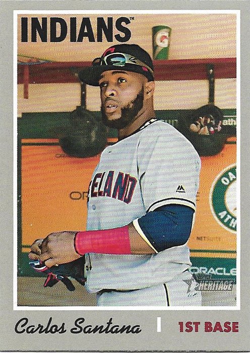 Carlos Santana 2019 Topps Heritage #388 Cleveland Indians Baseball Card