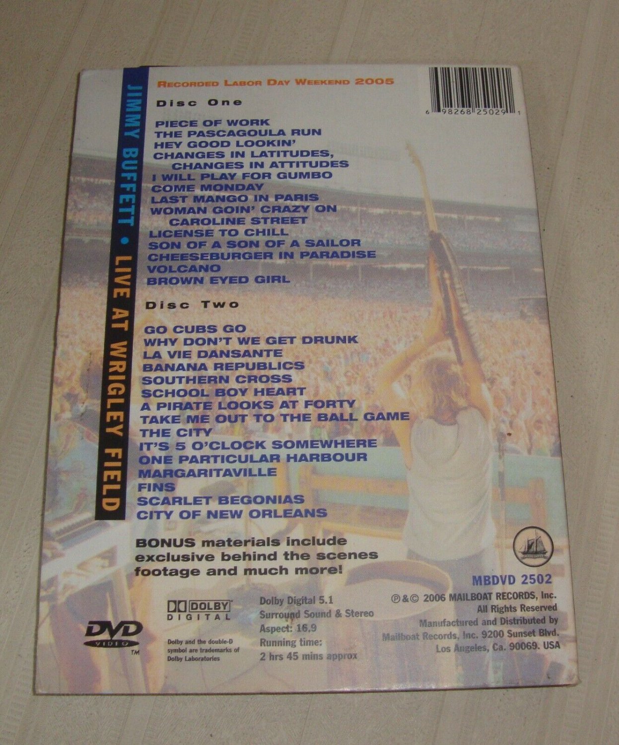 Jimmy Buffett Live at Wrigley Field The Labor Day Weekend Shows DVD 2 ...
