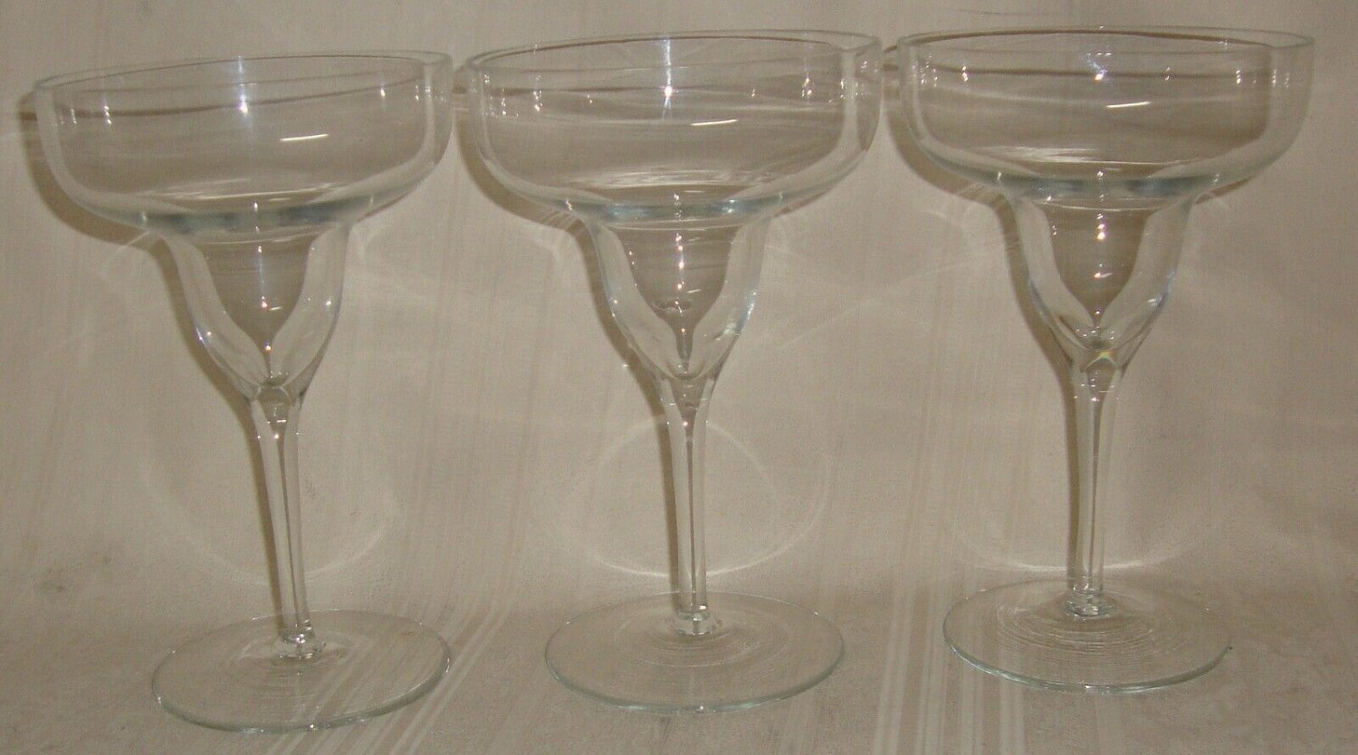 Toscany Hand Blown Crystal Margarita Glass Clear Footed Steam ware Set of 3