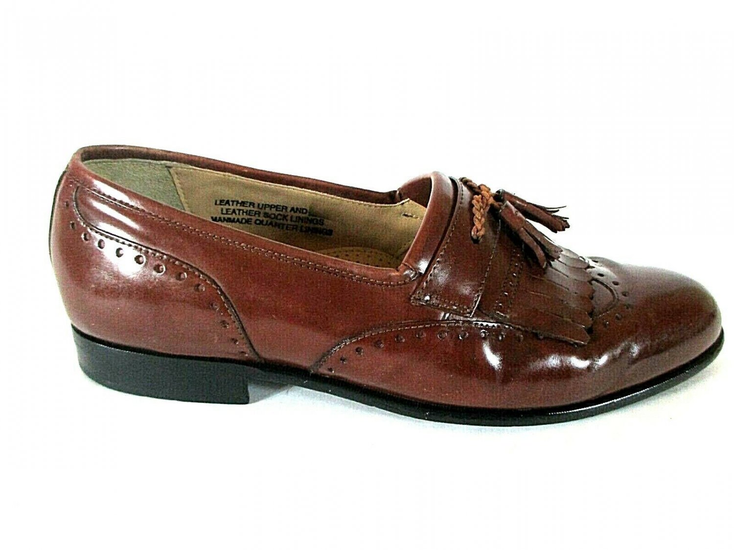 Stacy Adams Brown Leather Wingtip Tassels Loafer Dress Shoes Men's 9.5 ...