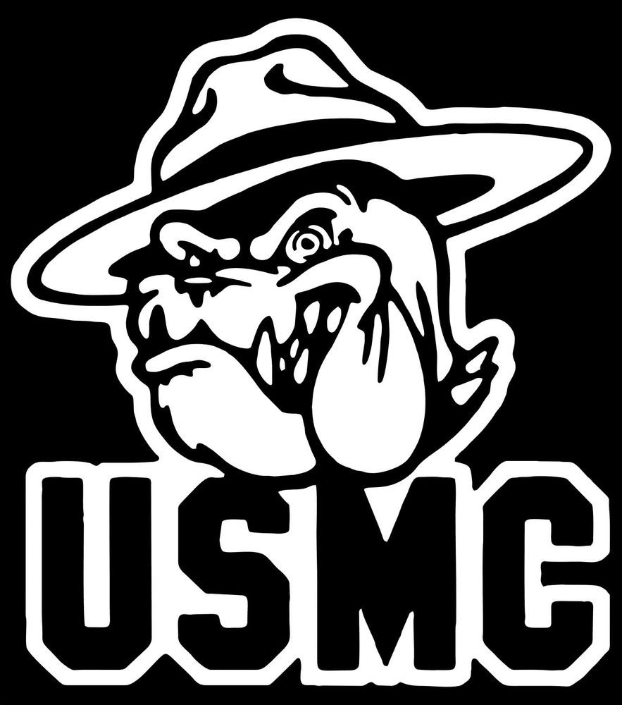 2 Pack of Custom "USMC Bulldog" Vinyl Decals / Stickers