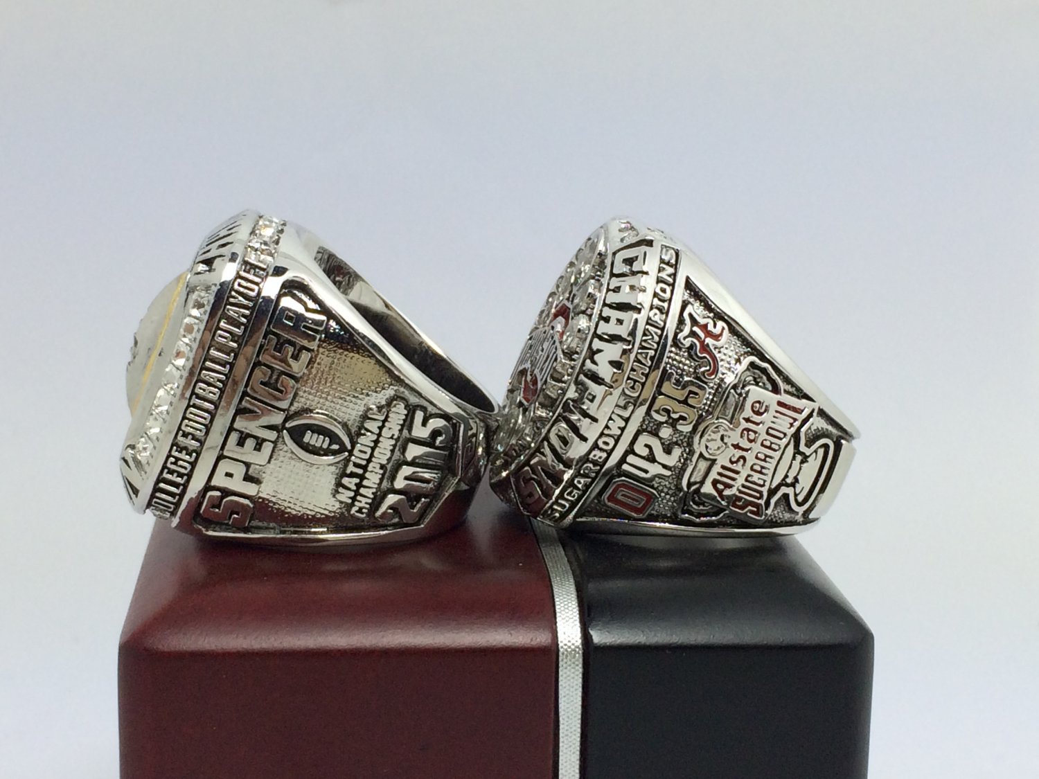 One Set 2PCS 2014 2015 Ohio State Buckeyes National Championship Ring 8 ...