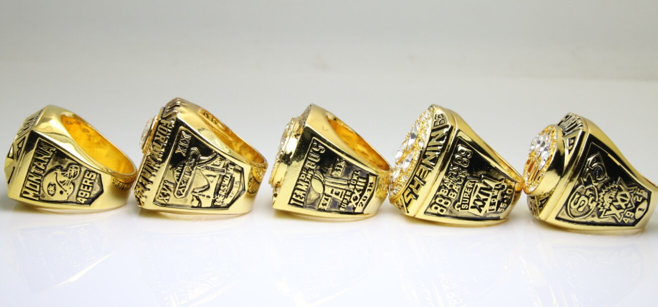 One set 5PCS 1981 1984 1988 1989 1994 San Francisco 49ers super bowl ...