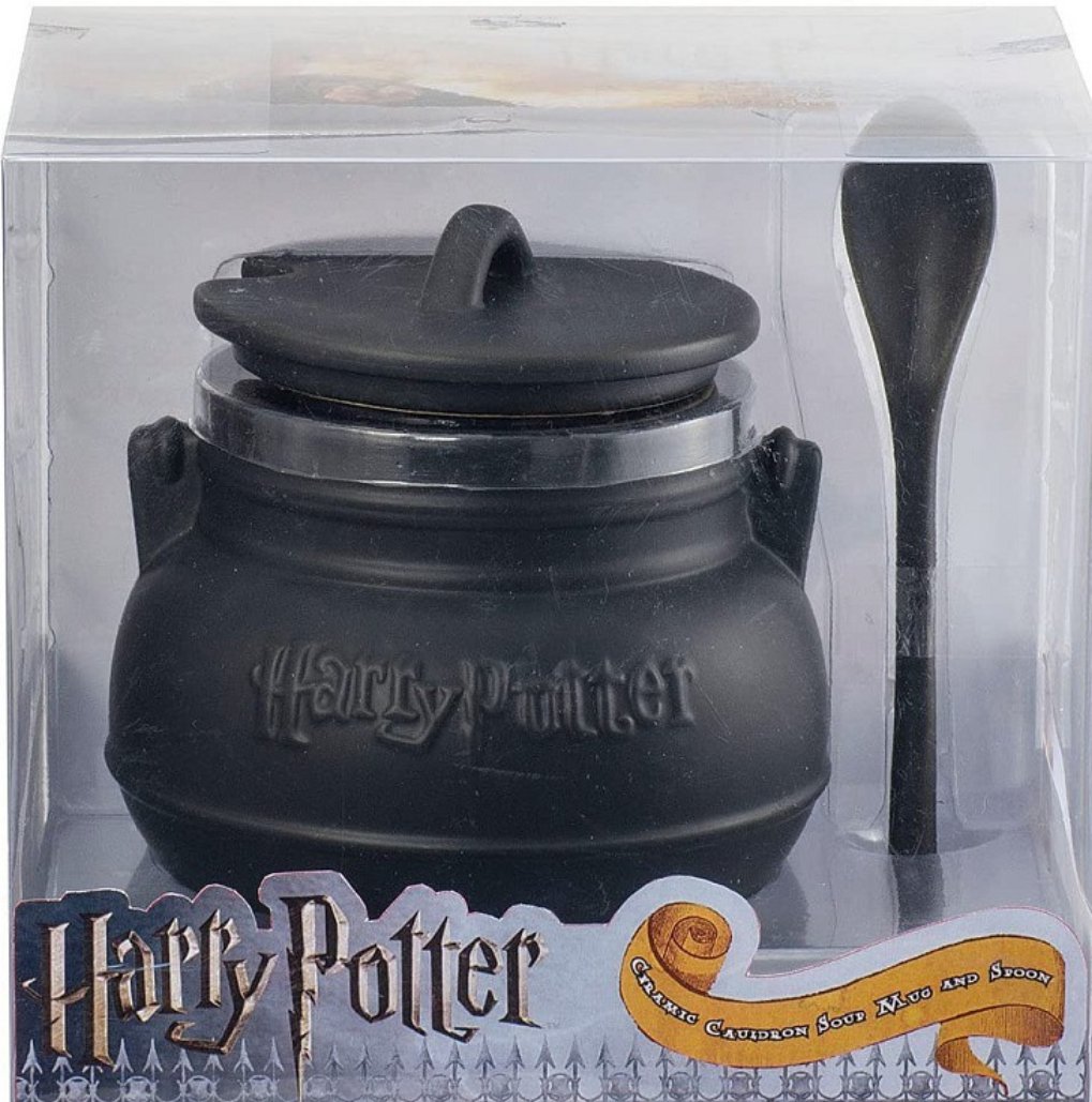 Harry Potter Black Cauldron Ceramic Soup Mug with Spoon