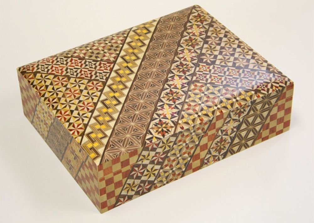 Japanese YOSEGI Box Large 10" Koyosegi Natural Wood Accessory Case Made ...