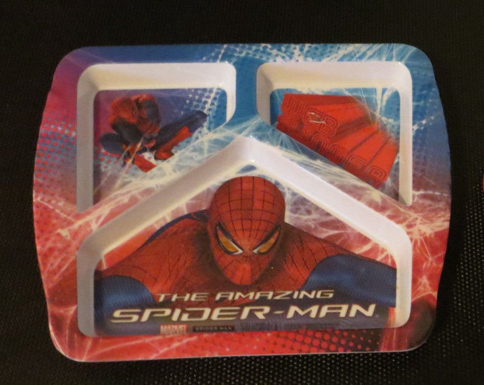 4 spiderman food tray for kids divided food plate children