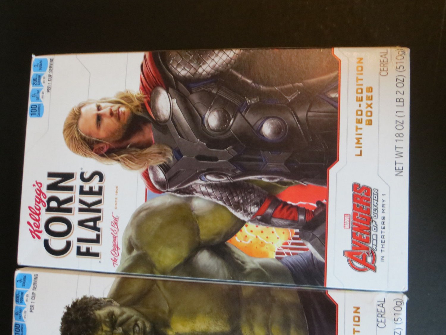 2 Limited Edition Incredible Hulk THOR AVENGERS KELLOGGS Cereal BOX ...