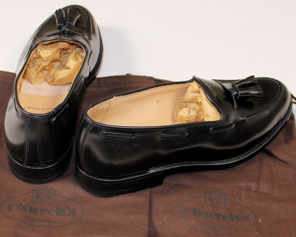 CHURCH'S SHOES $595 BLACK KEATS POLISHED BINDER TASSELED LOAFERS 8.5 41 ...