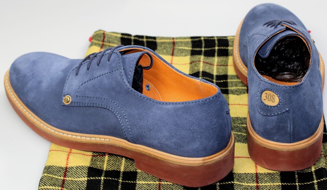 CESARE PACIOTTI SHOES $495 SMOKE BLUE SUEDE MADISON AVE 308 DERBY 10 ...