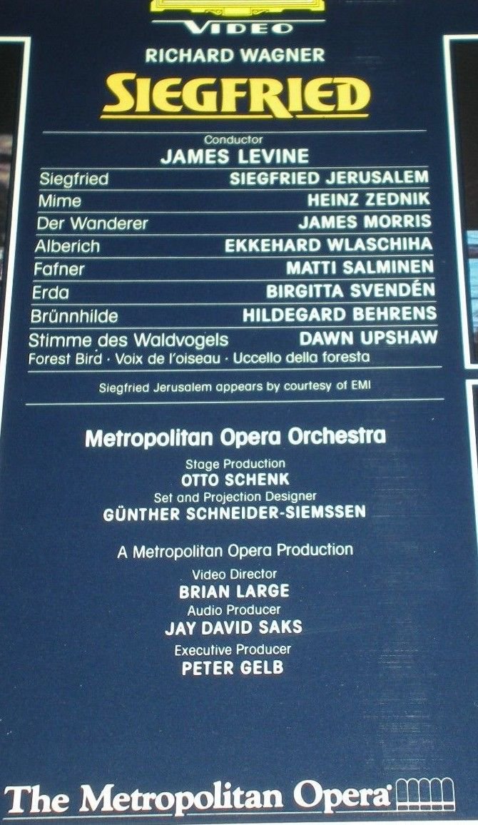 SIEGFRIED Richard Wagner Metropolitan Opera NY Laserdisc James Levine ...