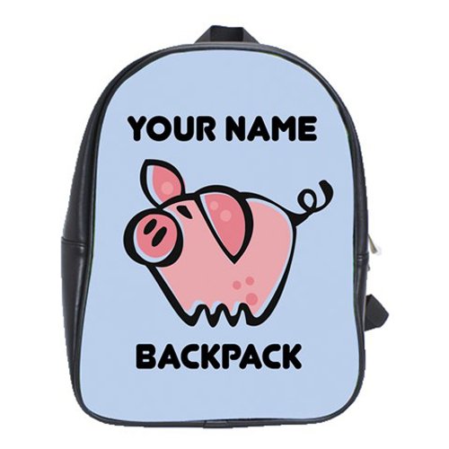 Blue Personalized Pig Kids Leather Backpack