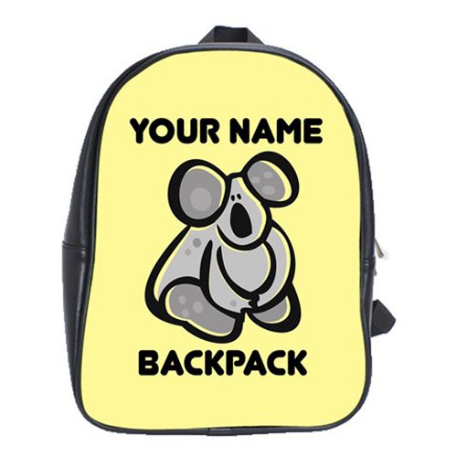 Yellow Personalized Koala Bear Kids Leather Backpack