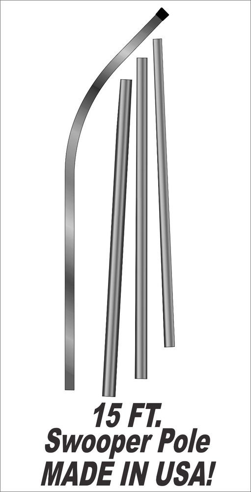 2-15 Foot 4pc Swooper Flag Banner Aluminum Poles Made in USA (Pair)