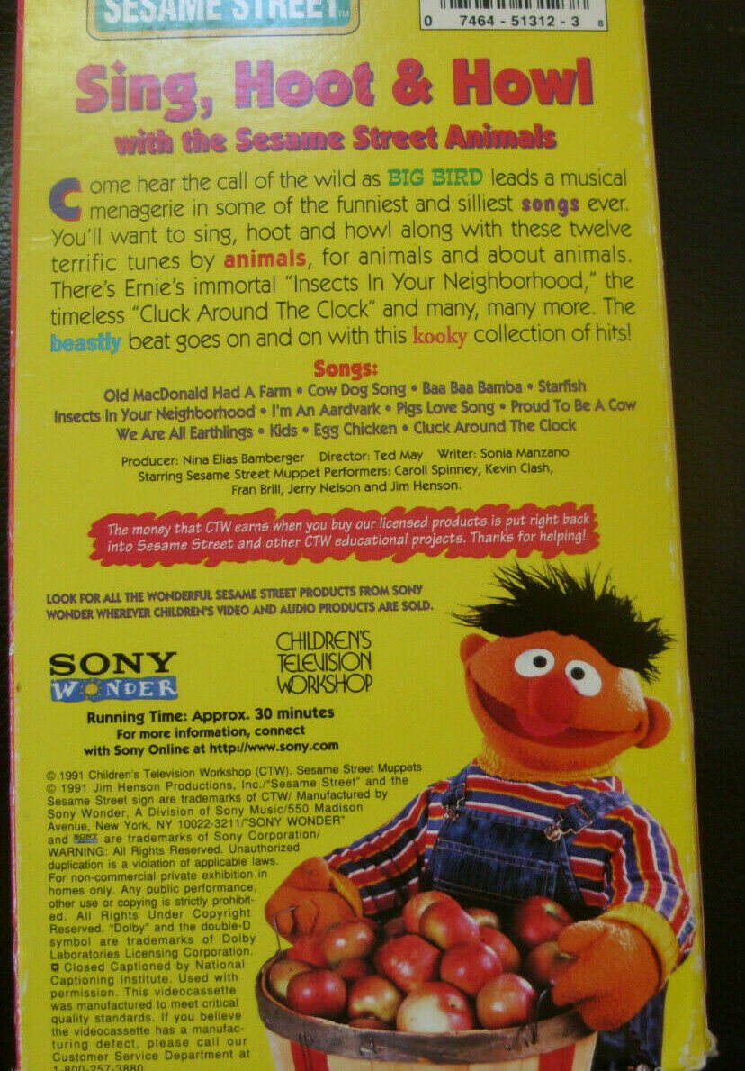 Sesame Street Sing Hoot and Howl VHS Video 1991 big bird