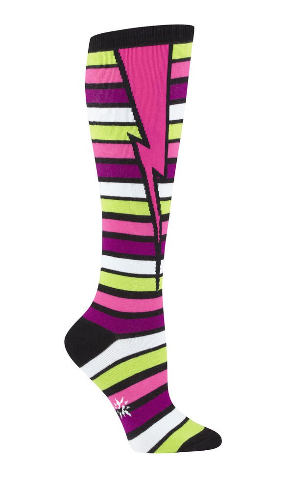 New Knee High Punk Stripe Bolt Roller Derby Socks Pink Purple Green ...