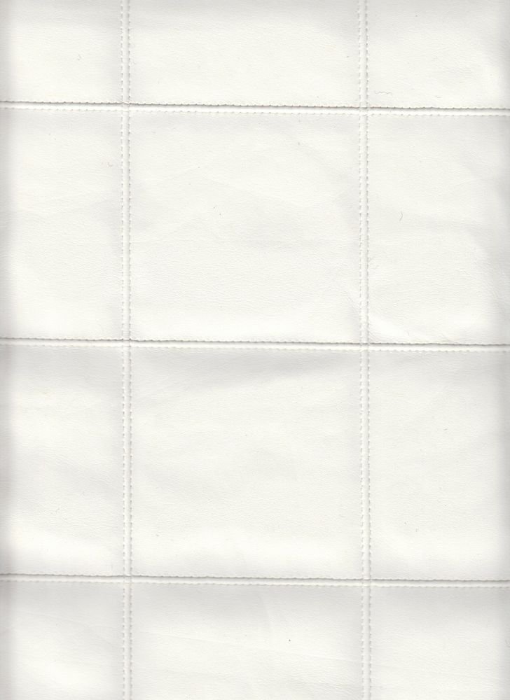 MAJILITE Upholstery Fabric Faux Leather ELEGANCE White Quilted Squares No PVC