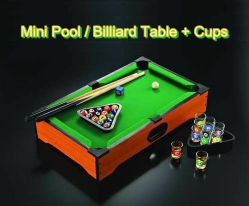 Mini Pool Billiard Table+Cups Fun Drinking Shots Tabletop Set Game ...