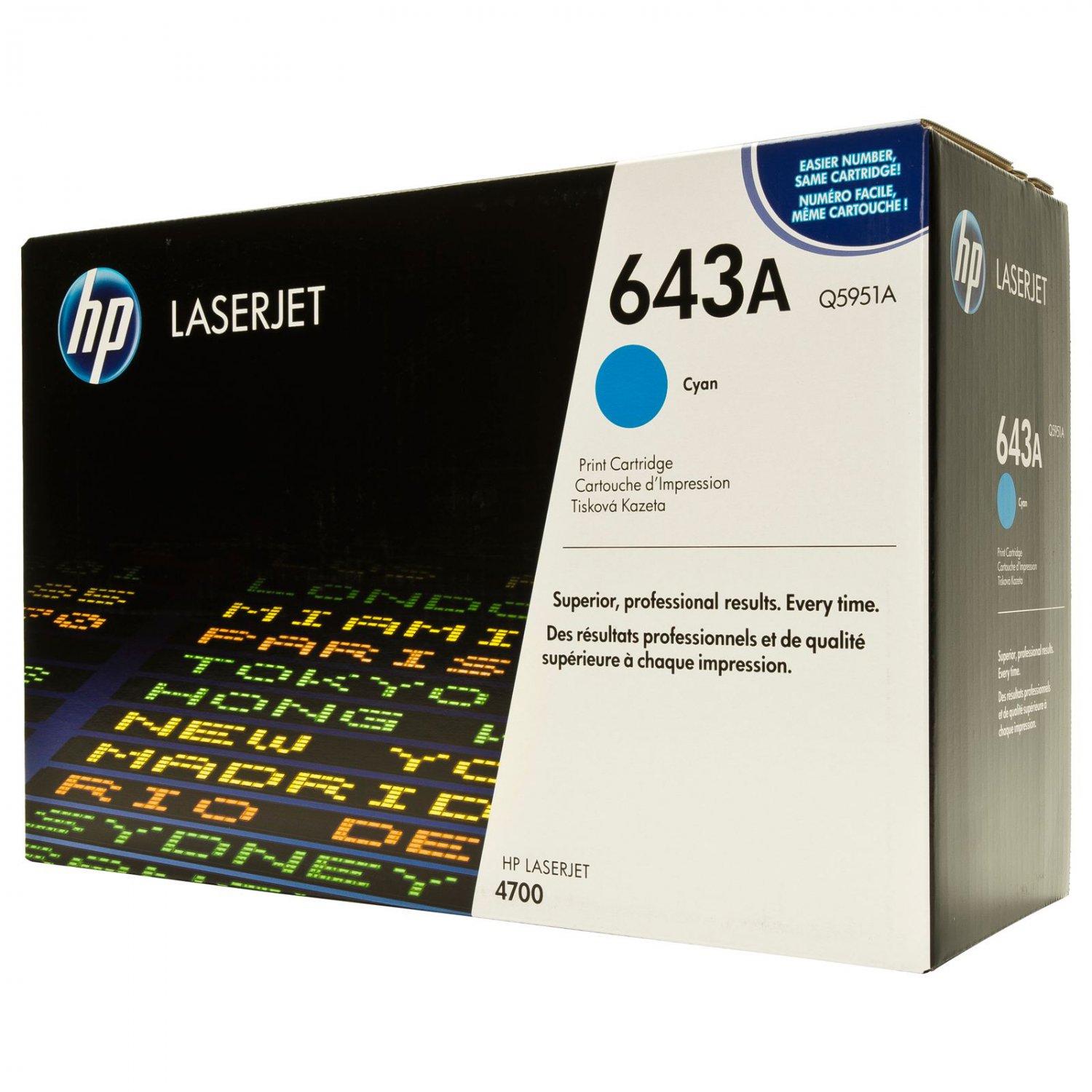 Genuine HP 643A Q5951A Cyan Toner Cartridge (10,000 Yield) Sealed In Retail Packaging