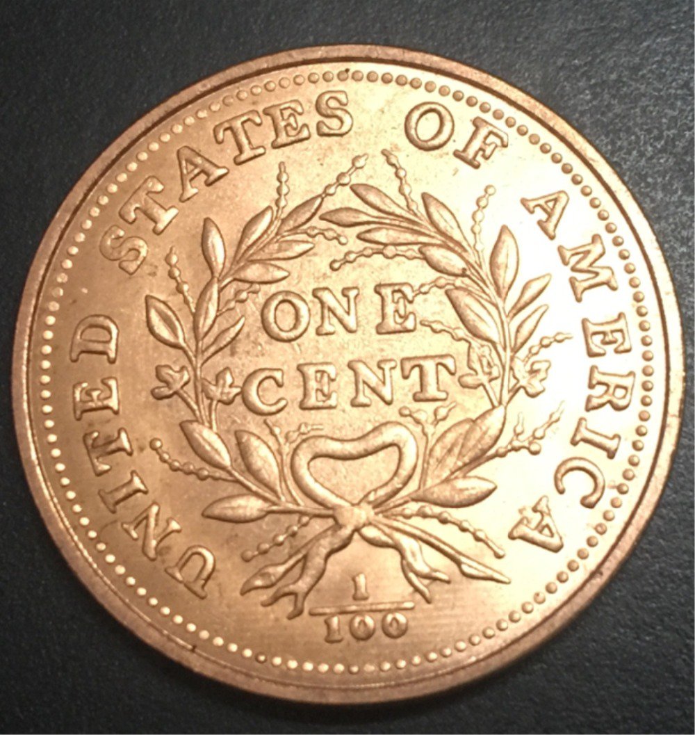 1793 US Flowing Hair, Wreath Reverse Large Cent Copy Coin
