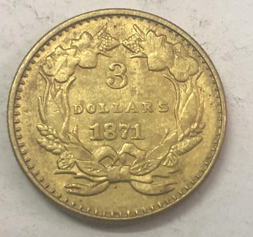 1 Pcs 1871 United States Liberty Head $3 Three Dollar Copy Coin For ...