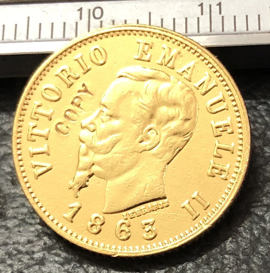 1863 Itlay 10 Lire Gold Copy Coin