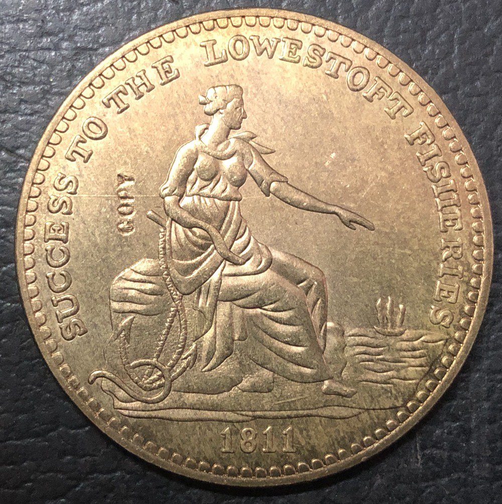 United Kingdom One Penny Suffolk-lowestoft Token Copper Copy Coin