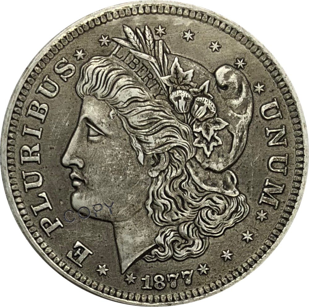 US 1877 50C Morgan Half Dollar Brass Plated Silver Copy Coins