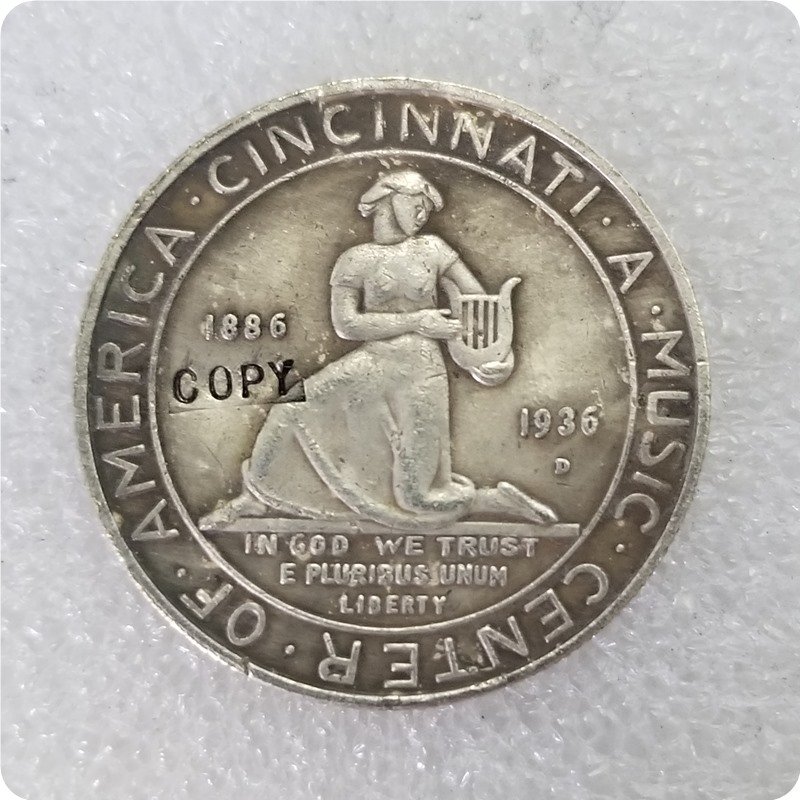 USA 1936 Cincinnati Commemorative Half Dollar Silver Plated Copy Coin