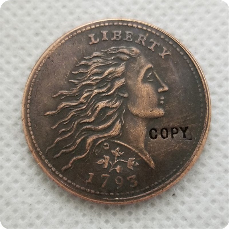 US Coin 1793 Flowing Hair Strawberry Leaf One Cent Copper Copy Coin