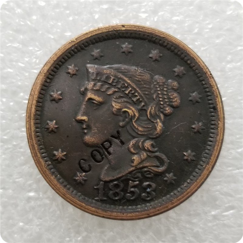 US Coin 1853 Braided Hair One Cent Copper Copy Coin