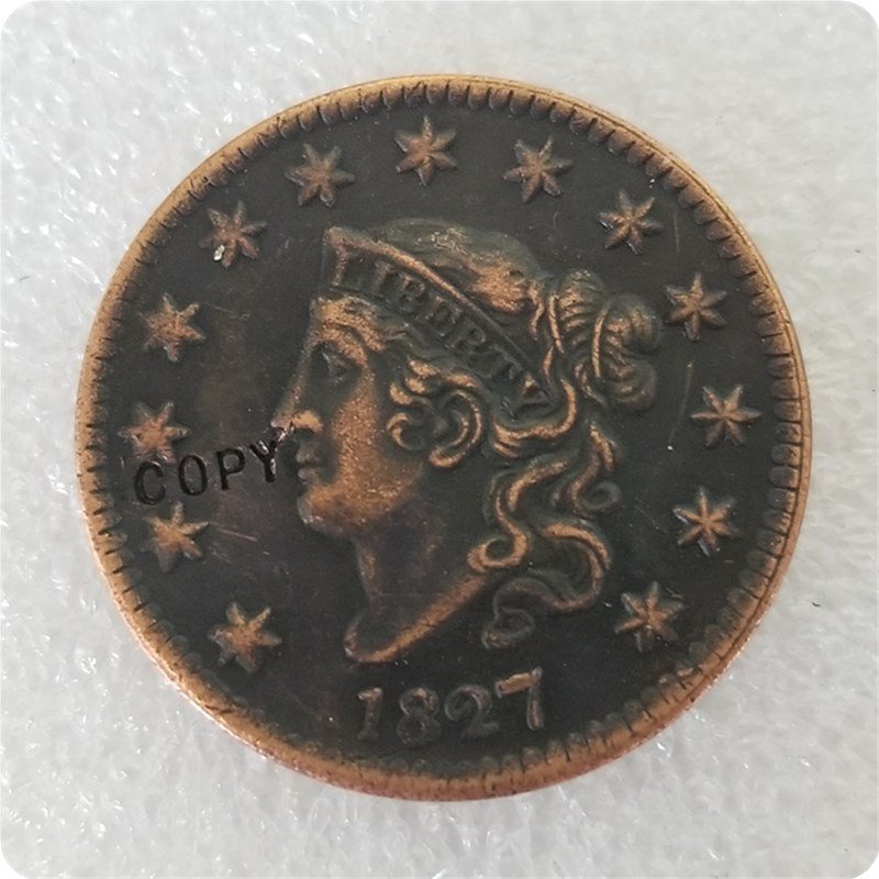 US Coin 1827 Coronet Head One Cent Copper Copy Coin
