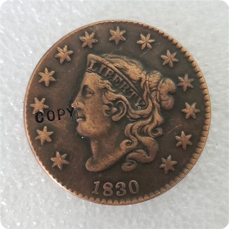 US Coin 1830 Coronet Head One Cent Copper Copy Coin