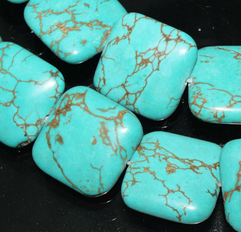 20mm Howlite Turquoise Square Gemstone Jewelry Beads 10pc