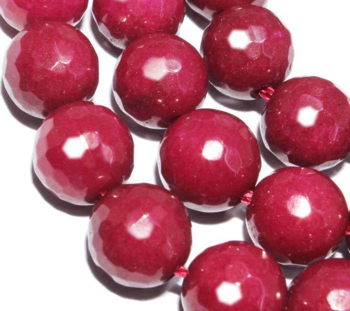 6mm red faceted jade round gemstone loose bead 15"