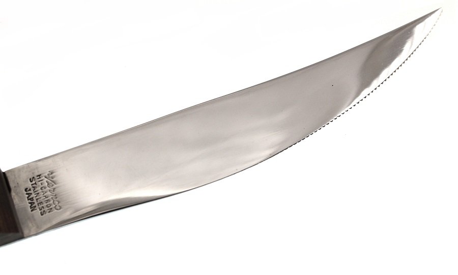 Vernco Vintage Steak Knife Set 6 Wood Block Carbon Stainless Mid ...