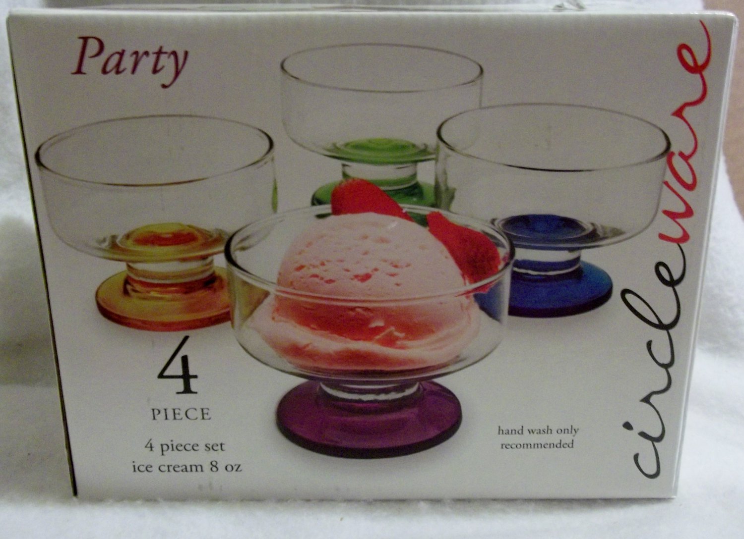 Circleware Party 4 Piece Assorted Color Pedestals Glass Ice Cream Set 8 ...