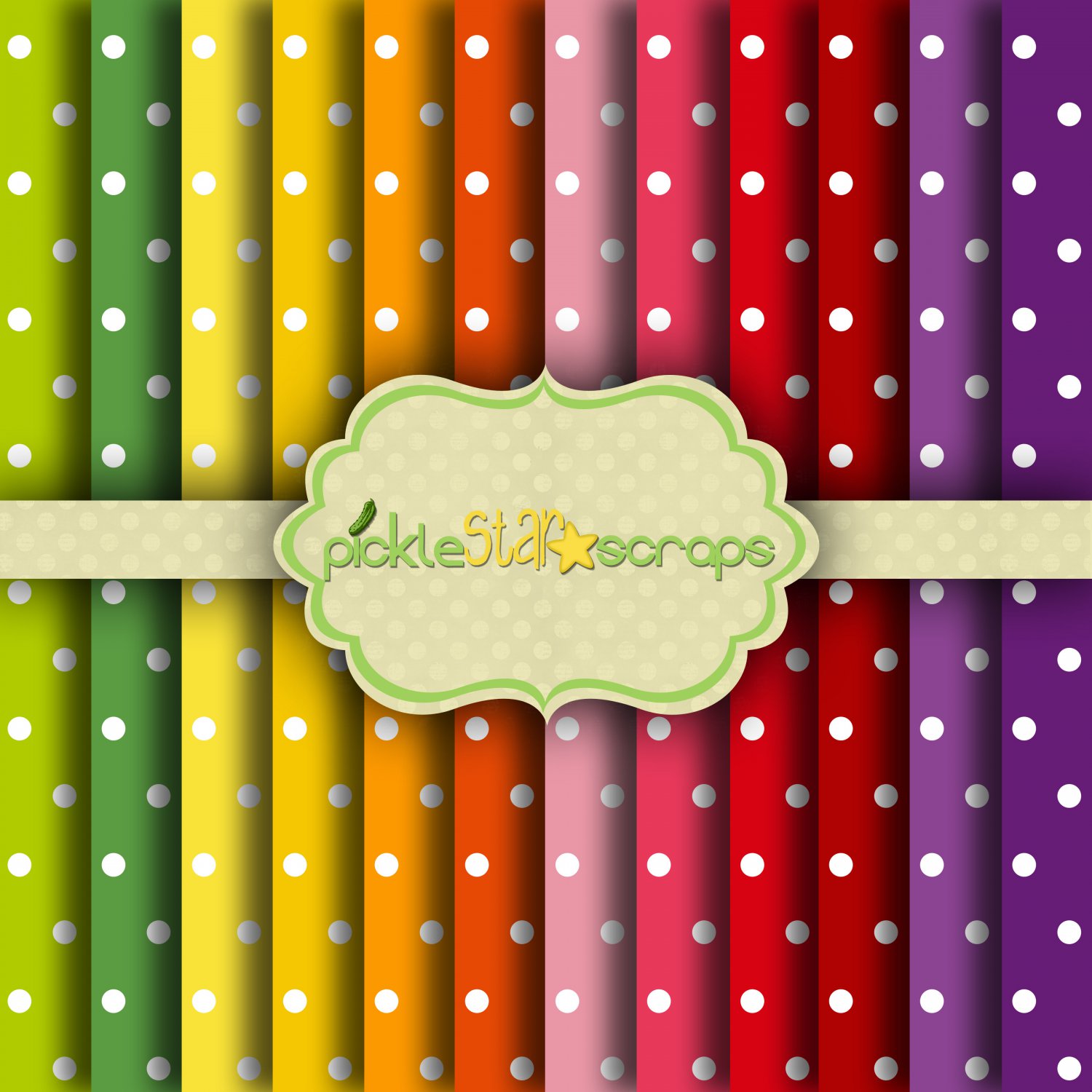 Rainbow Crazy Dots ~ 12x12inch Digital Printable Papers