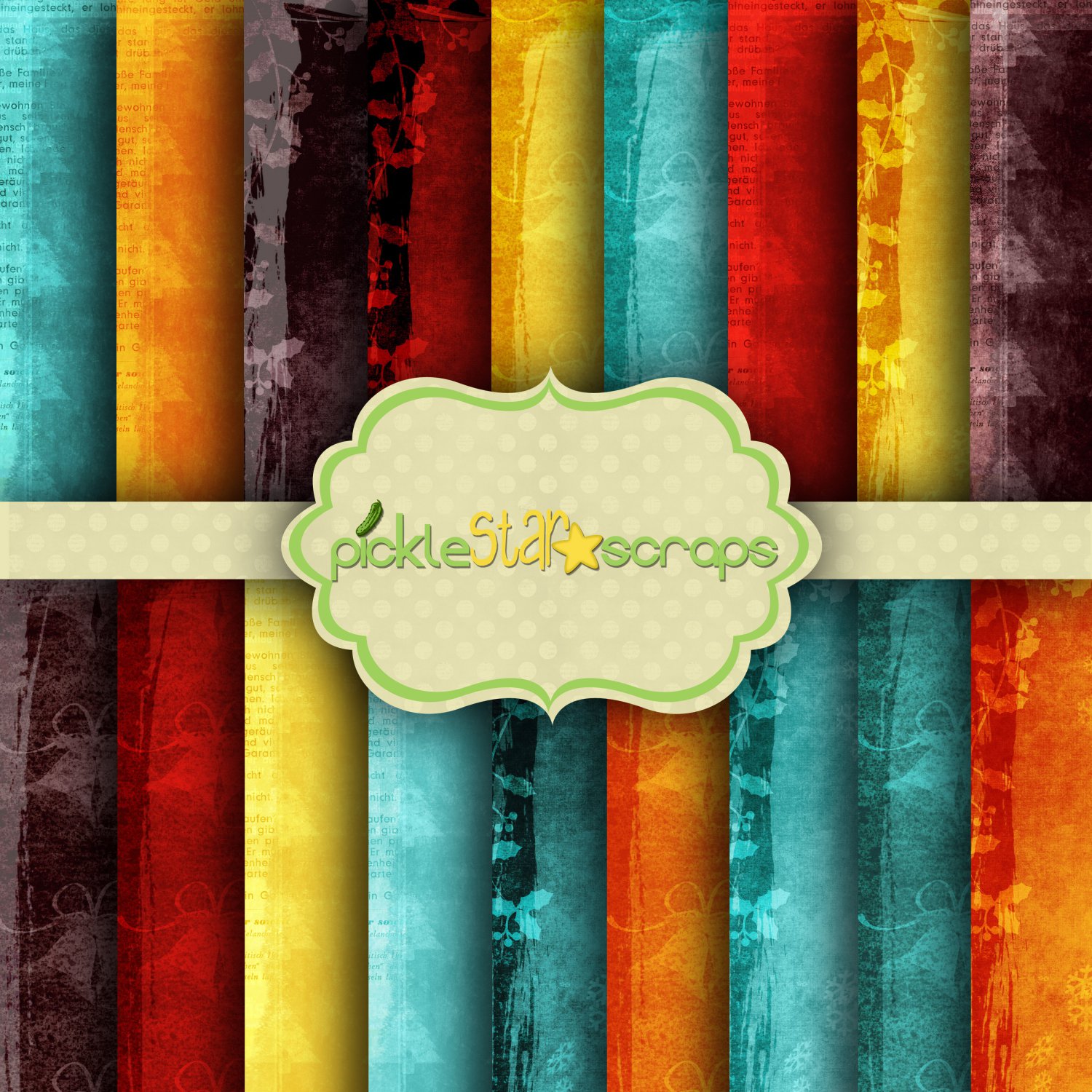 Retro Christmas ~ 12x12inch Digital Printable Papers