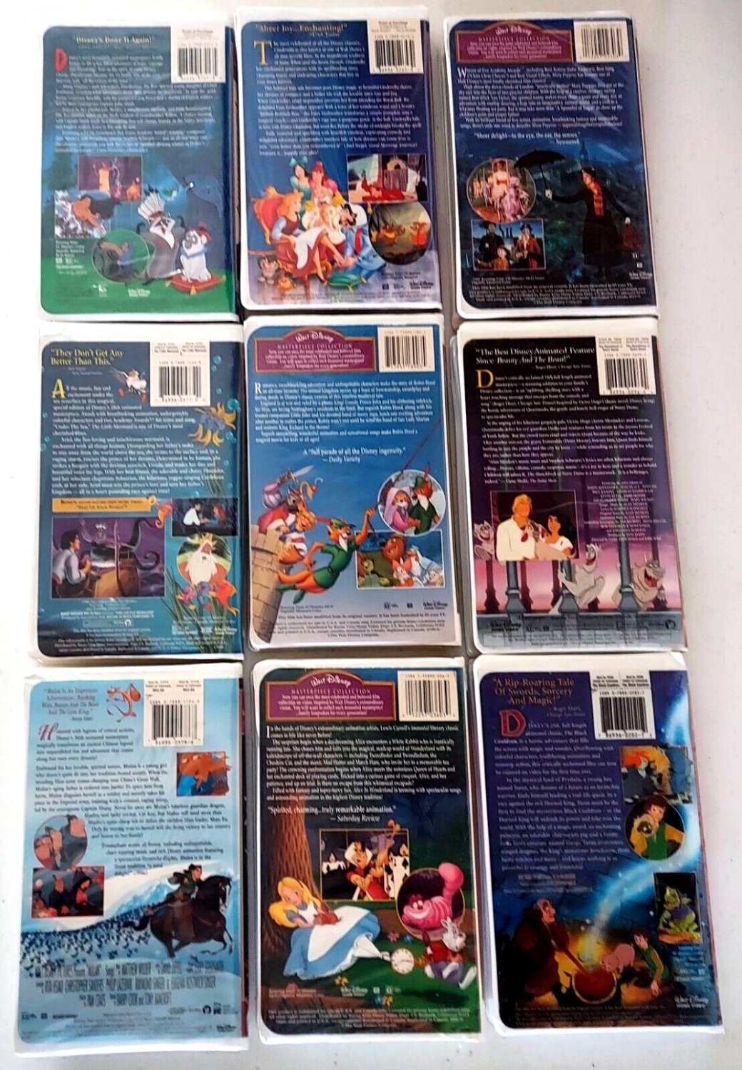 Walt Disney Masterpiece Collection VHS LOT of (9)