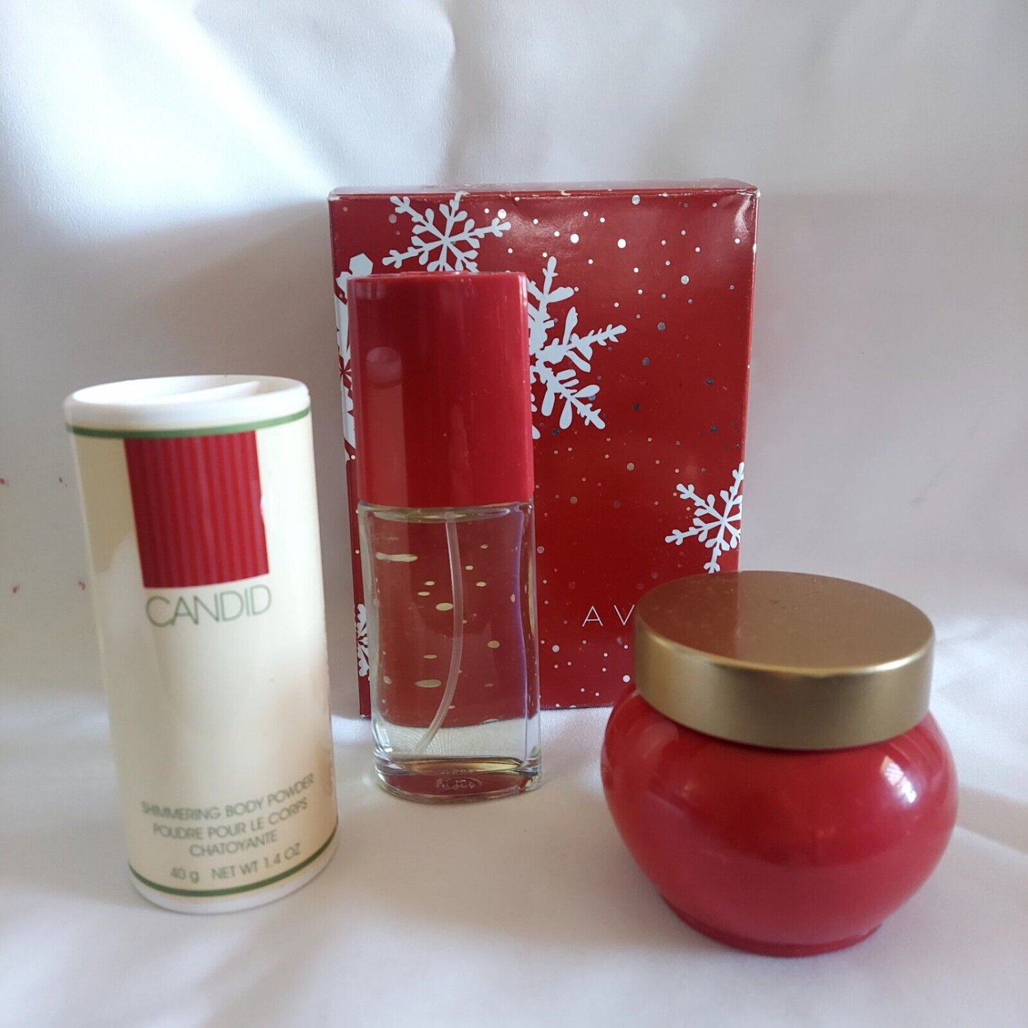 Avon Candid Cologne Spray, Shimmering Talc & Skin Softener Set